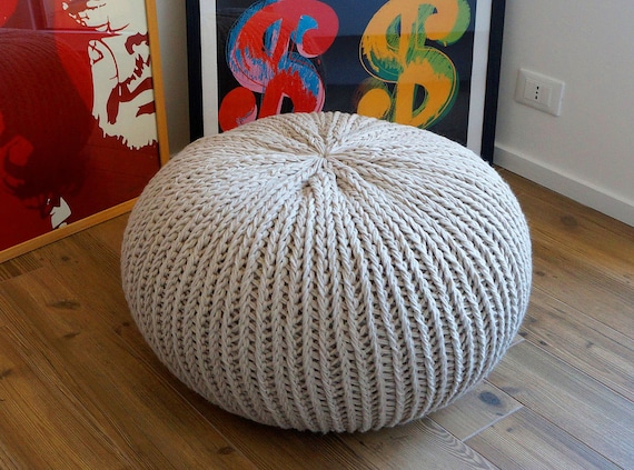 KNITTING PATTERN Knitted Pouf Pattern Poof Knitting Ottoman - Etsy