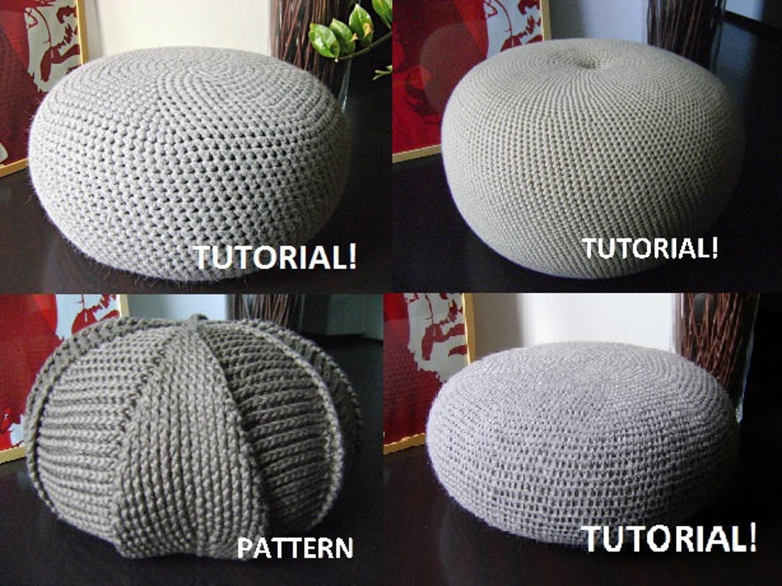 Crochet Pattern Knitting Pattern 9 Knitted & Crochet Pouf - Etsy