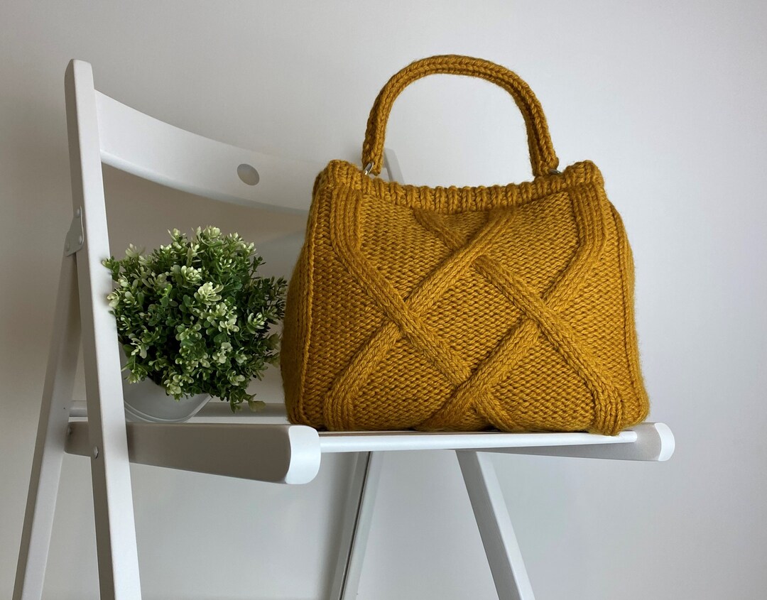 KNITTING PATTERN Mustard Cable Purse Bag Pattern Tote Pattern Crochet ...