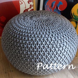 KNITTING PATTERN Knitted Pouf Pattern Knitting Ottoman Footstool Home ...