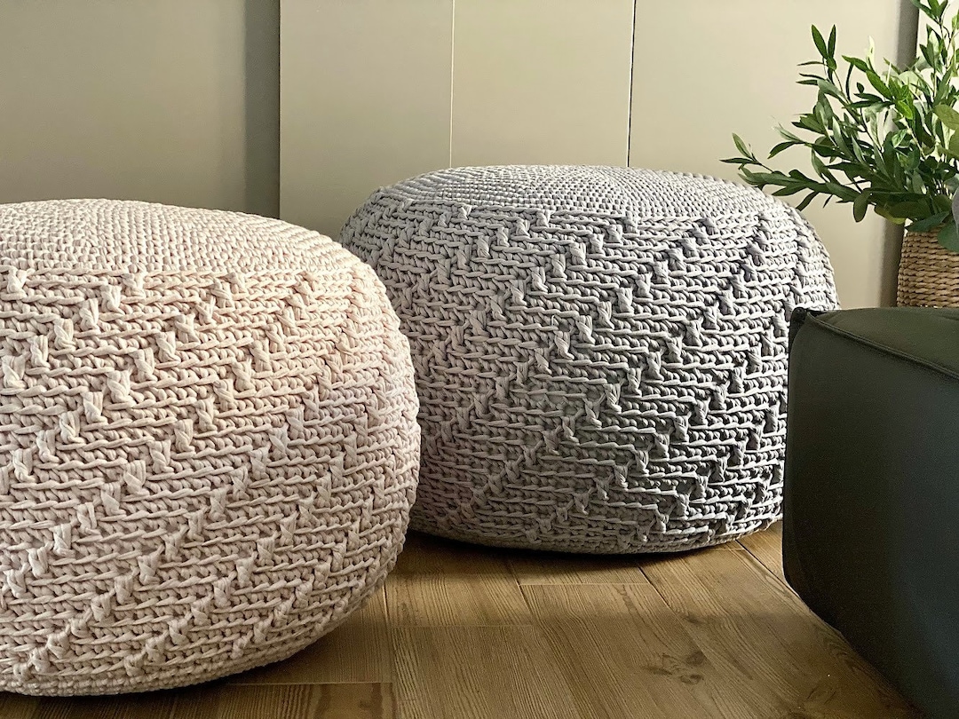 CROCHET PATTERN Lars Pouf Video Tutorial Diy Crochet Pouf Poof, Ottoman ...