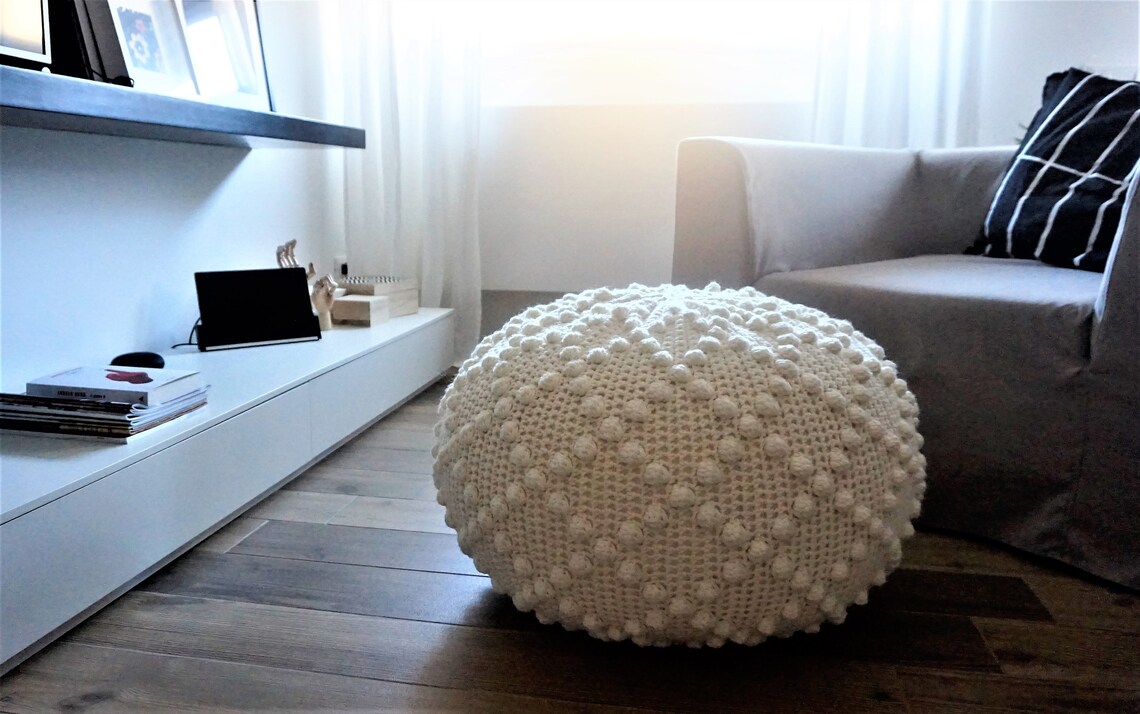 CROCHET PATTERN DIY Tutorial Large Crochet Pouf Poof, Ottoman ...