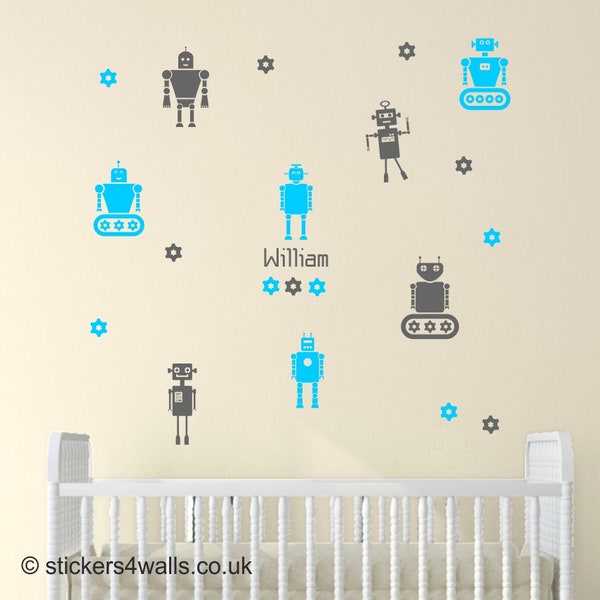 Robot Wall Decal - Etsy