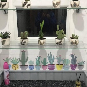 Cactus Wall Stickers, Fabric Plant & Pots Decals, Home Décor Interior ...