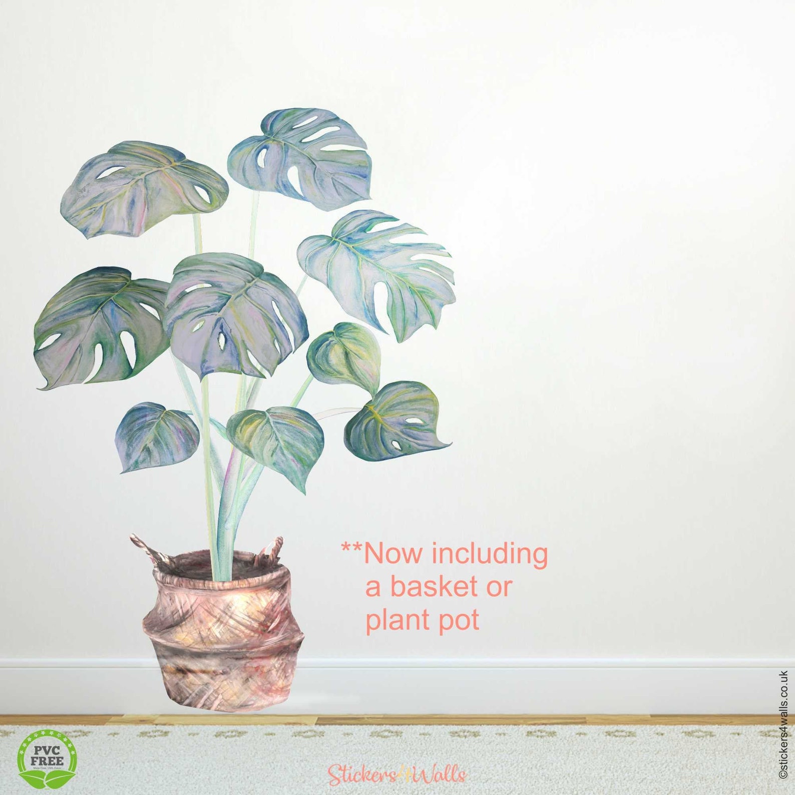 Reusable Cheese Plant Wall Sticker Original Watercolour Plant - Etsy UK