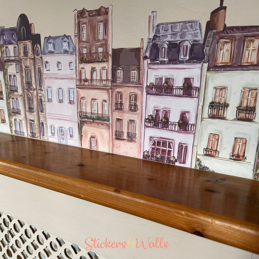 Row of Houses, Paris City Wall Sticker, Street Scene Border Decal ...