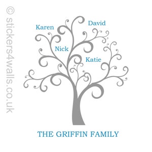 Personalised Family Tree Wall Sticker, Custom Made Wall Decal for Your ...