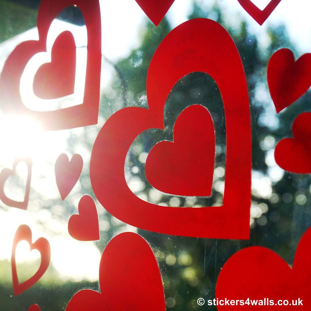 Reusable Heart Shaped Window Stickers White or Red Heart - Etsy
