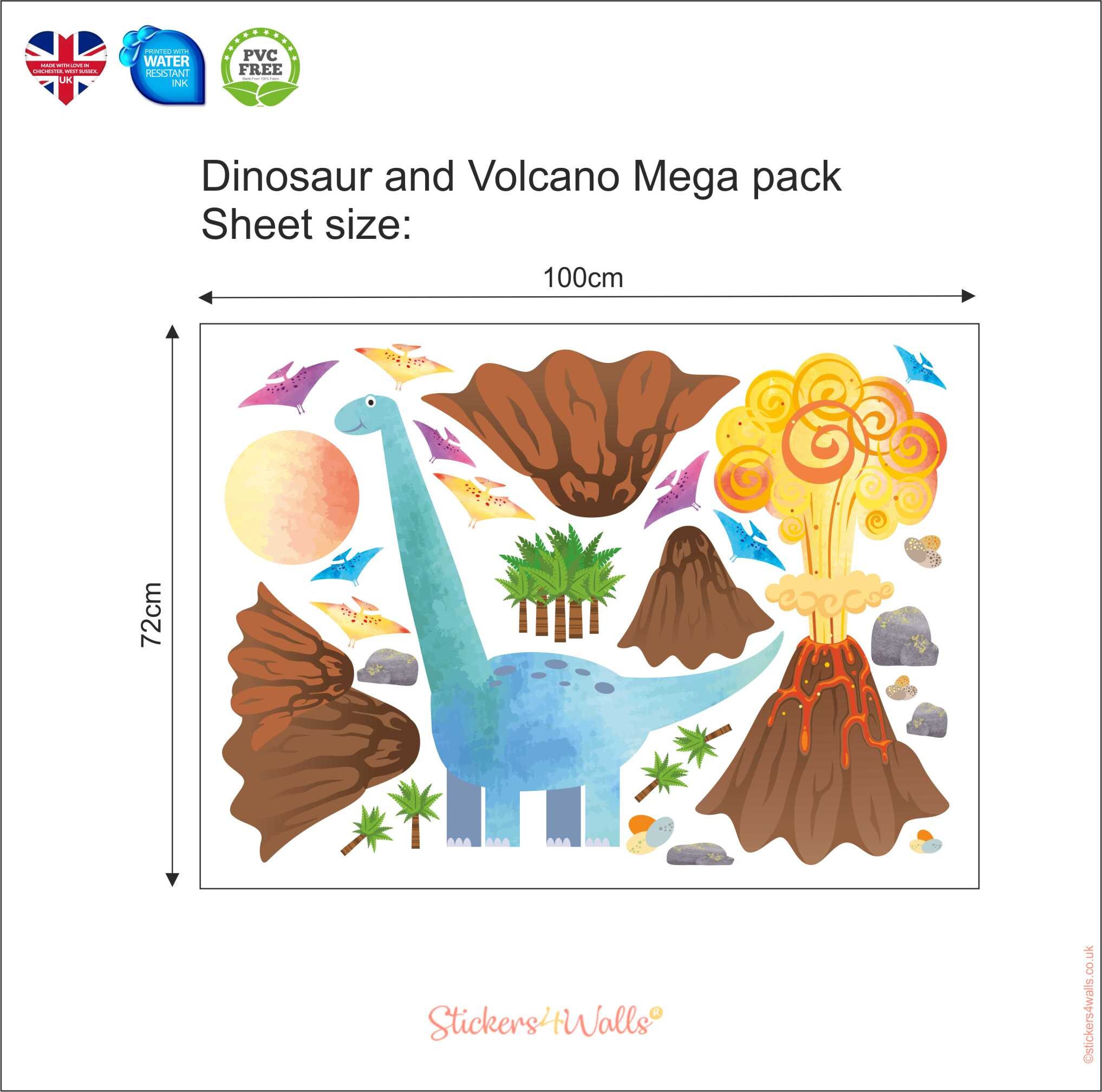 Dinosaur and Volcano Wall Sticker Mega Pack - Etsy UK