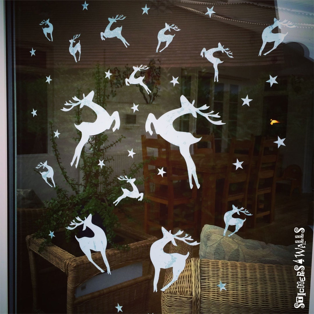 Reusable Christmas Reindeer Window Stickers Reindeer Window - Etsy