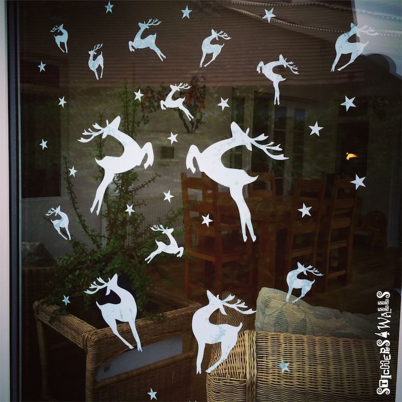 Reusable Christmas Reindeer Window Stickers Reindeer Window - Etsy