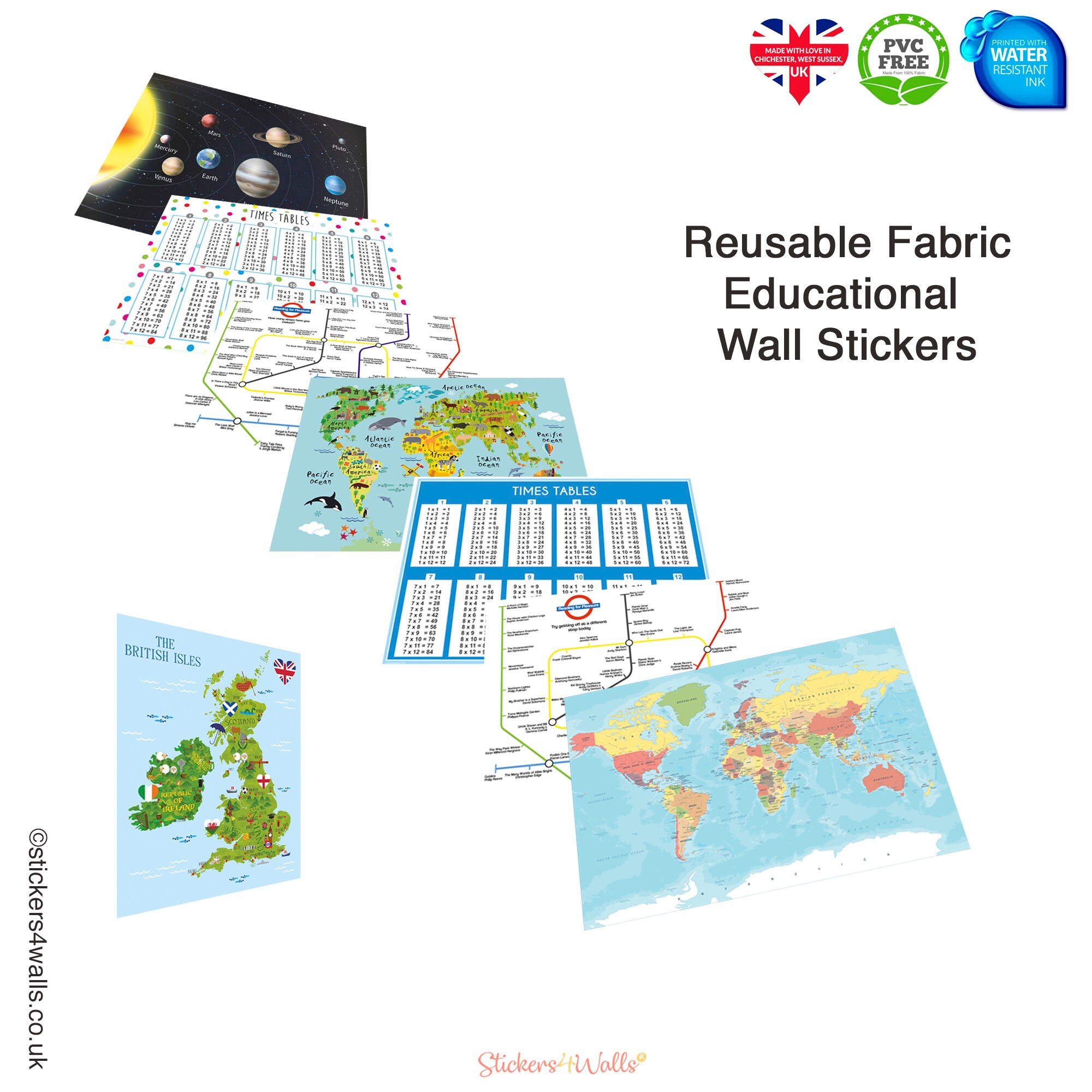 Educational Wall Sticker Packs A4 Sets of 3 Reusable Wall - Etsy UK