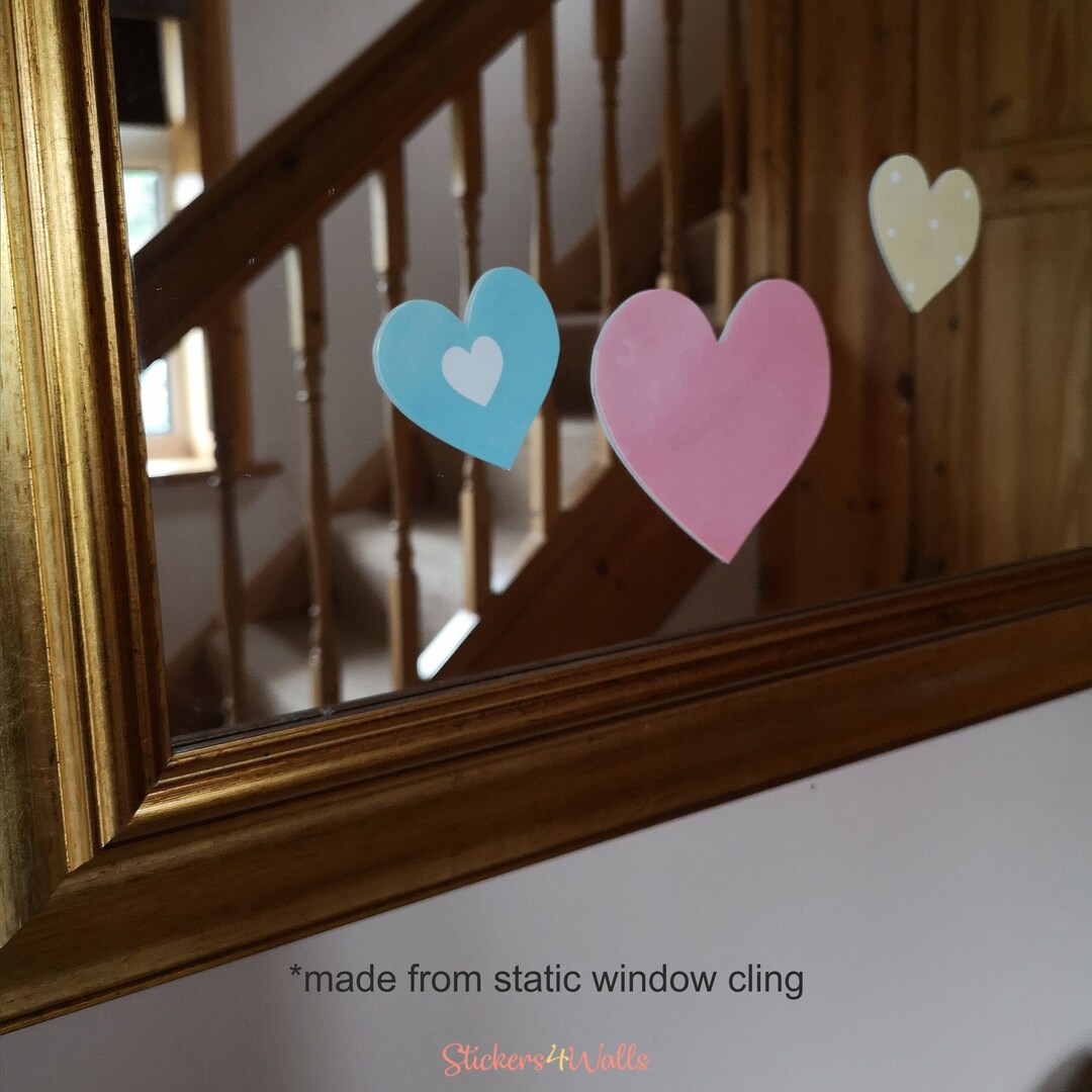 Colourful Heart Window Display Stickers | Reusable Static Cling - Etsy