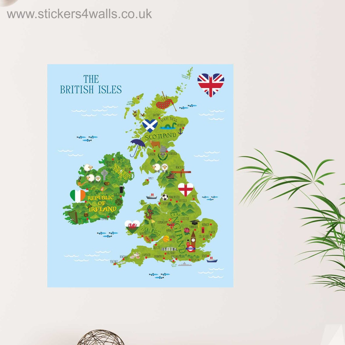 Reusable British Map Wall Sticker UK Map Fabric Wall Graphic - Etsy ...