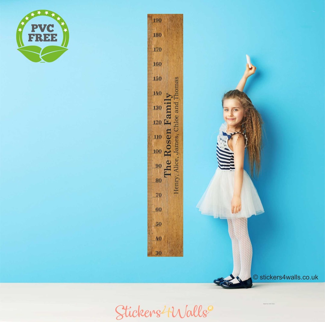 Reusable Personalised Ruler Height Chart Wall Sticker, Fabric Family ...