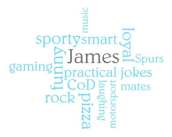 Personalised Name Word Cloud Wall Sticker 65cm x 50cm Custom | Etsy