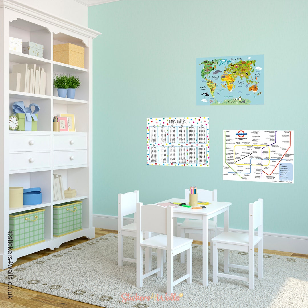 Educational Wall Sticker Pack for Keystage 1 Pupils, Sets of 3 Reusable ...