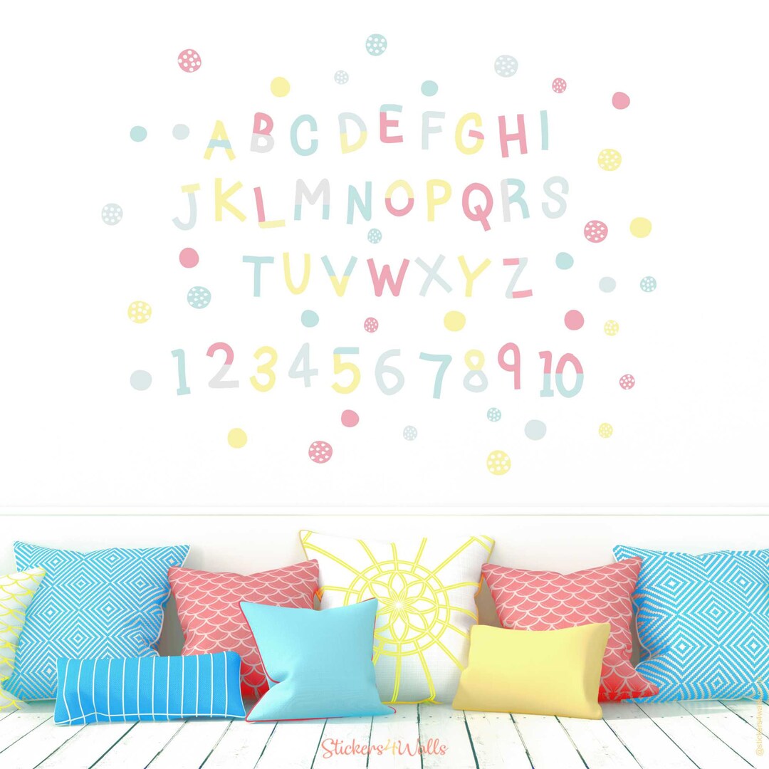 Pastel Alphabet Wall Stickers, Fabric Number & Letter Wall Decals ...