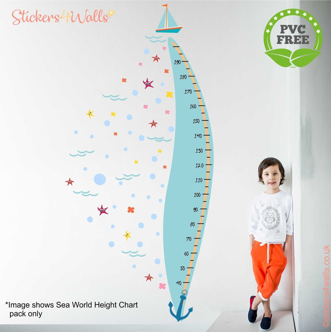 Reusable Fabric Sea World Height Chart Wall Sticker, Kids Wall Art ...