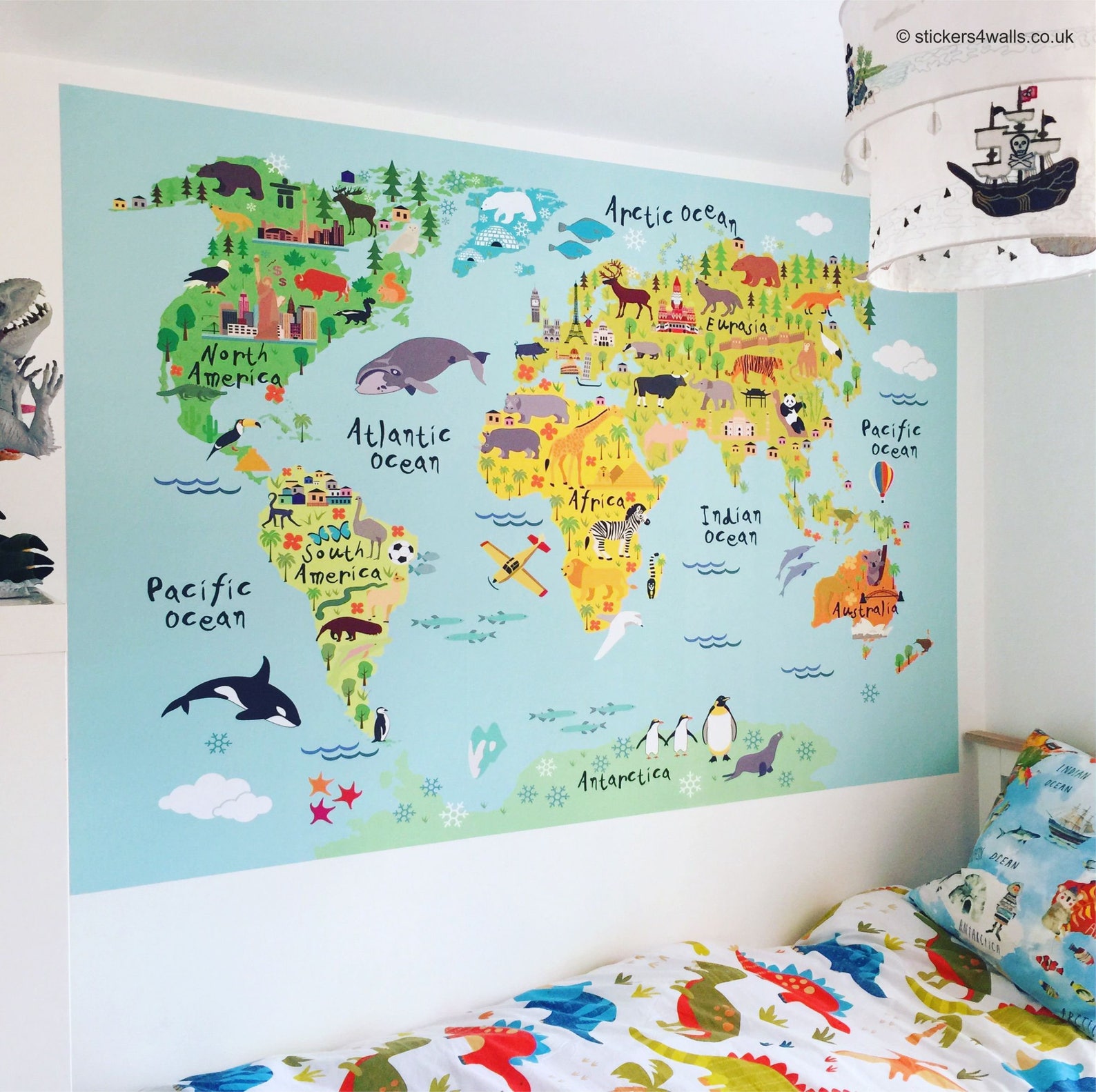 Reusable Fabric World Map Wall Sticker for Kids Map of the - Etsy