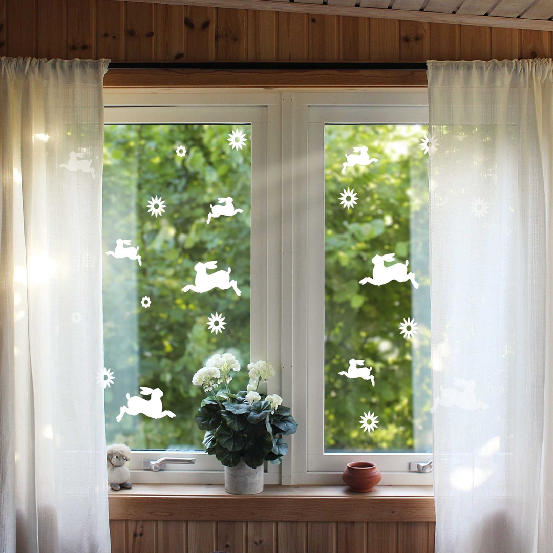 Reusable Hares Window Stickers, Window Cling Decoration, - Etsy