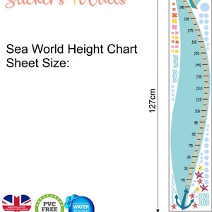 Reusable Fabric Sea World Height Chart Wall Sticker, Kids Wall Art ...