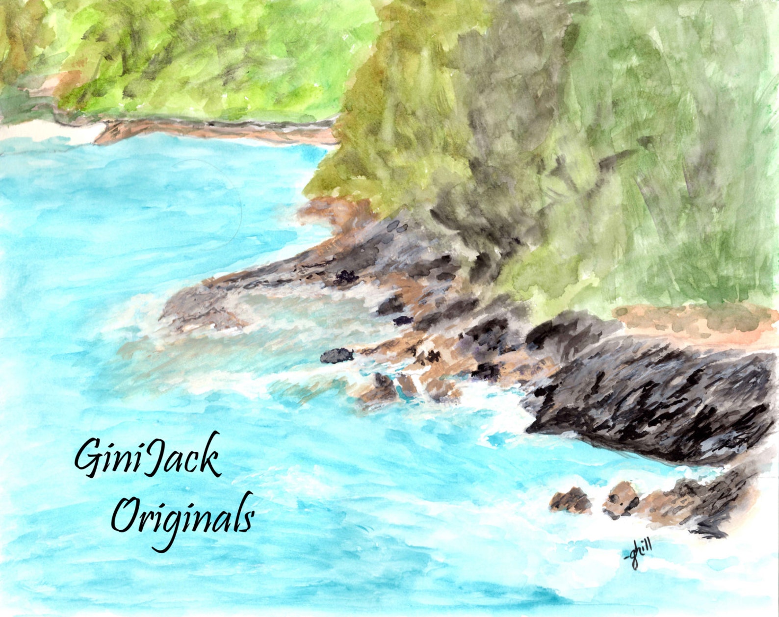 Original Watercolor Painting, Bermuda Shoreline #1, 11x14 Original ...