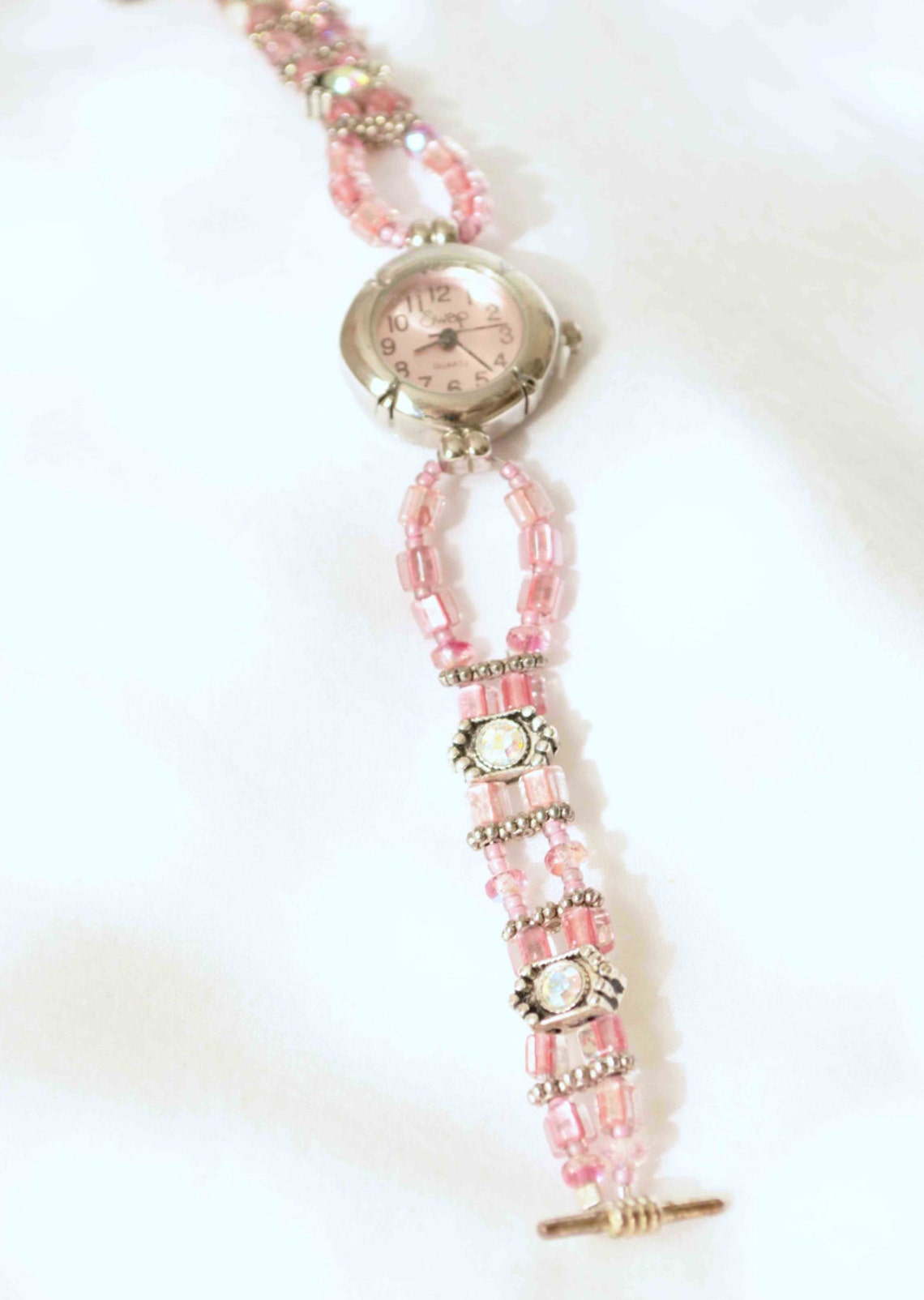 Pink Beaded Watch, Ladies Watch, Bracelet Watch - Etsy