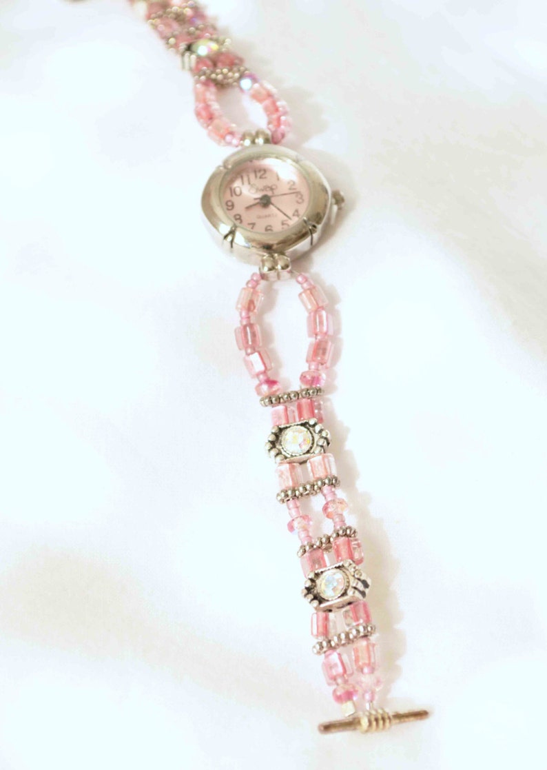 Pink Beaded Watch, Ladies Watch, Bracelet Watch - Etsy