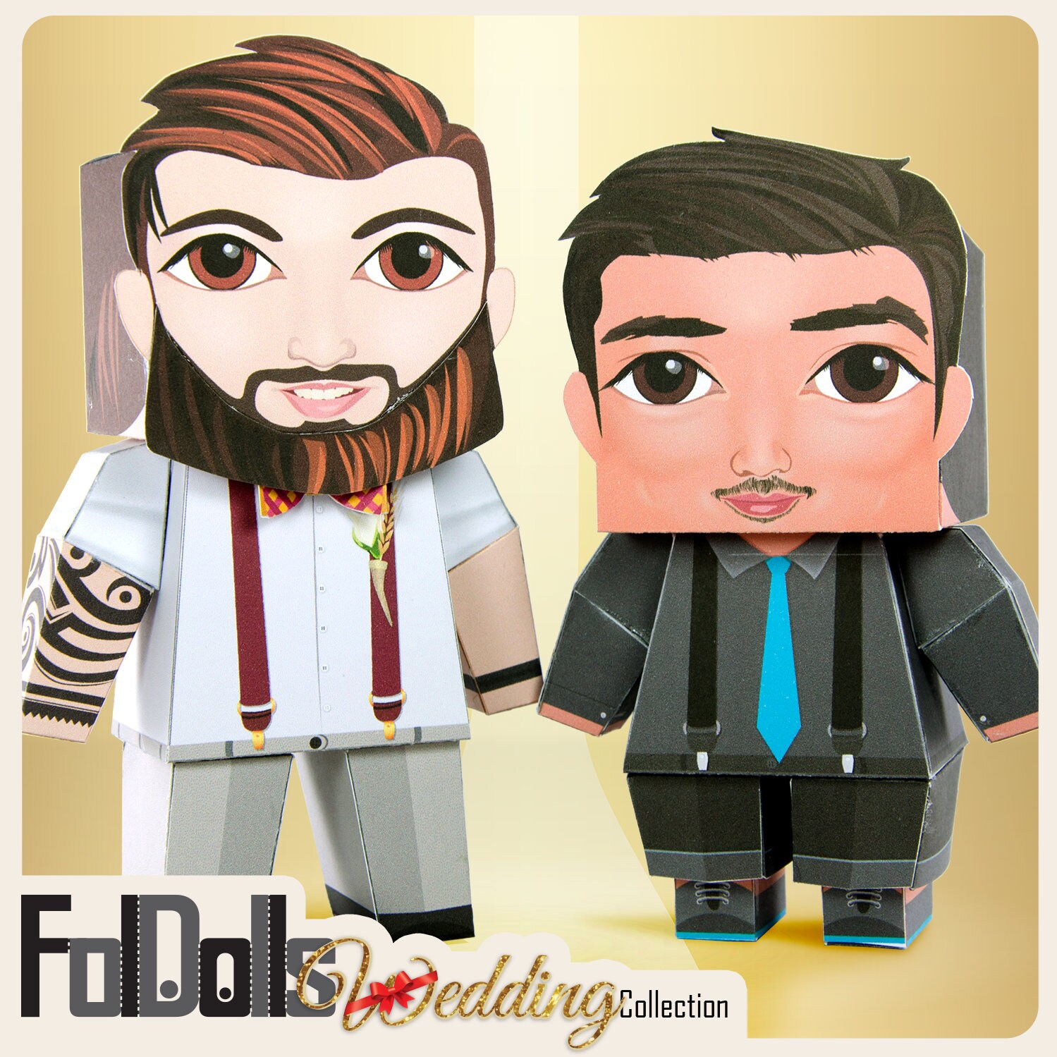 Cool Paper Groom - Illustrated 3D DIY Paper Craft Doll - Wedding Decor ...