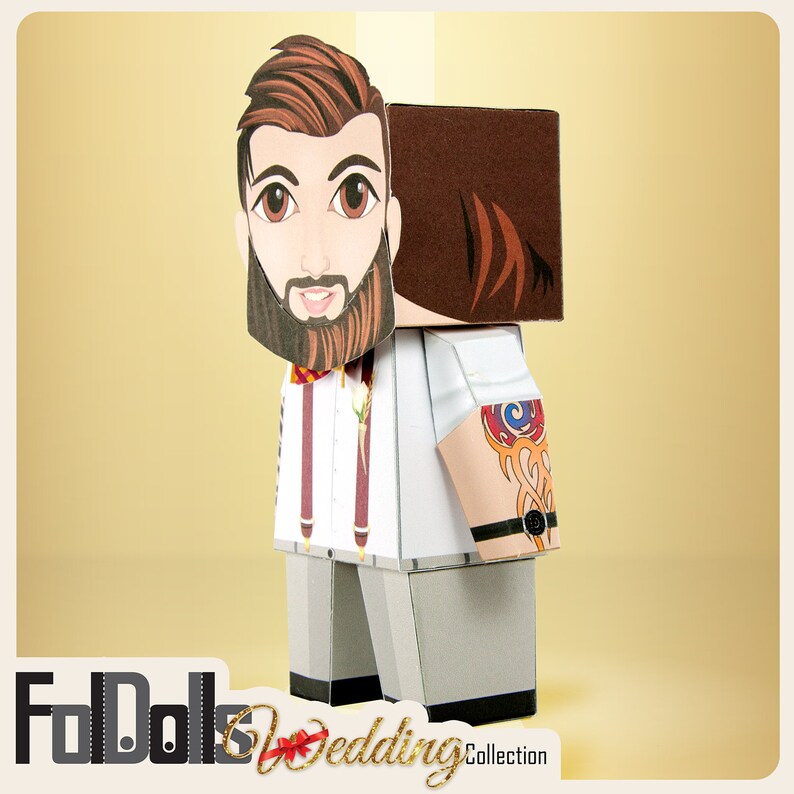 Cool Paper Groom - Illustrated 3D DIY Paper Craft Doll - Wedding Decor ...