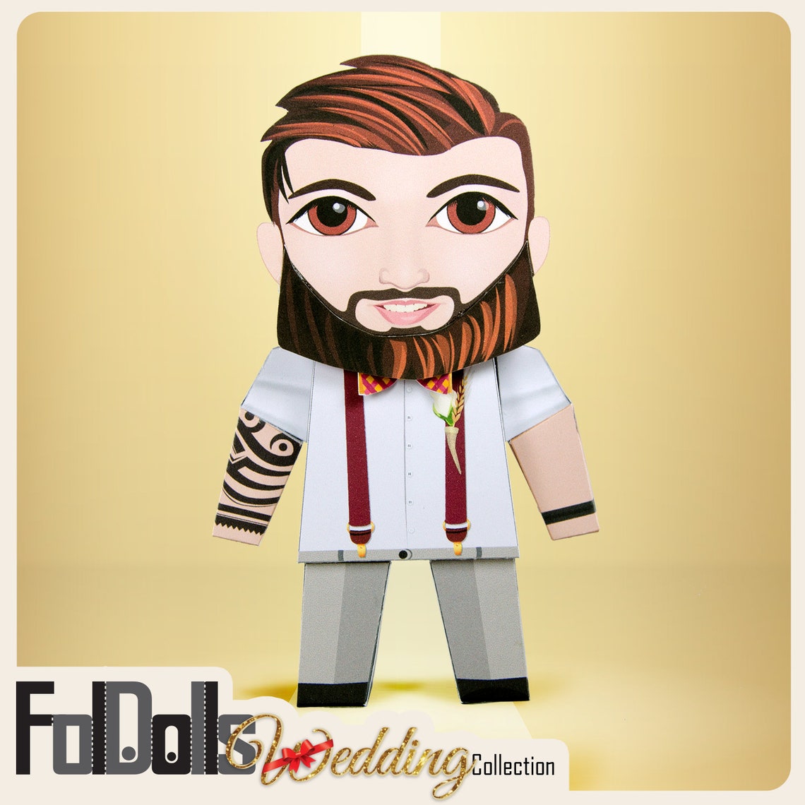 Cool Paper Groom - Illustrated 3D DIY Paper Craft Doll - Wedding Decor ...