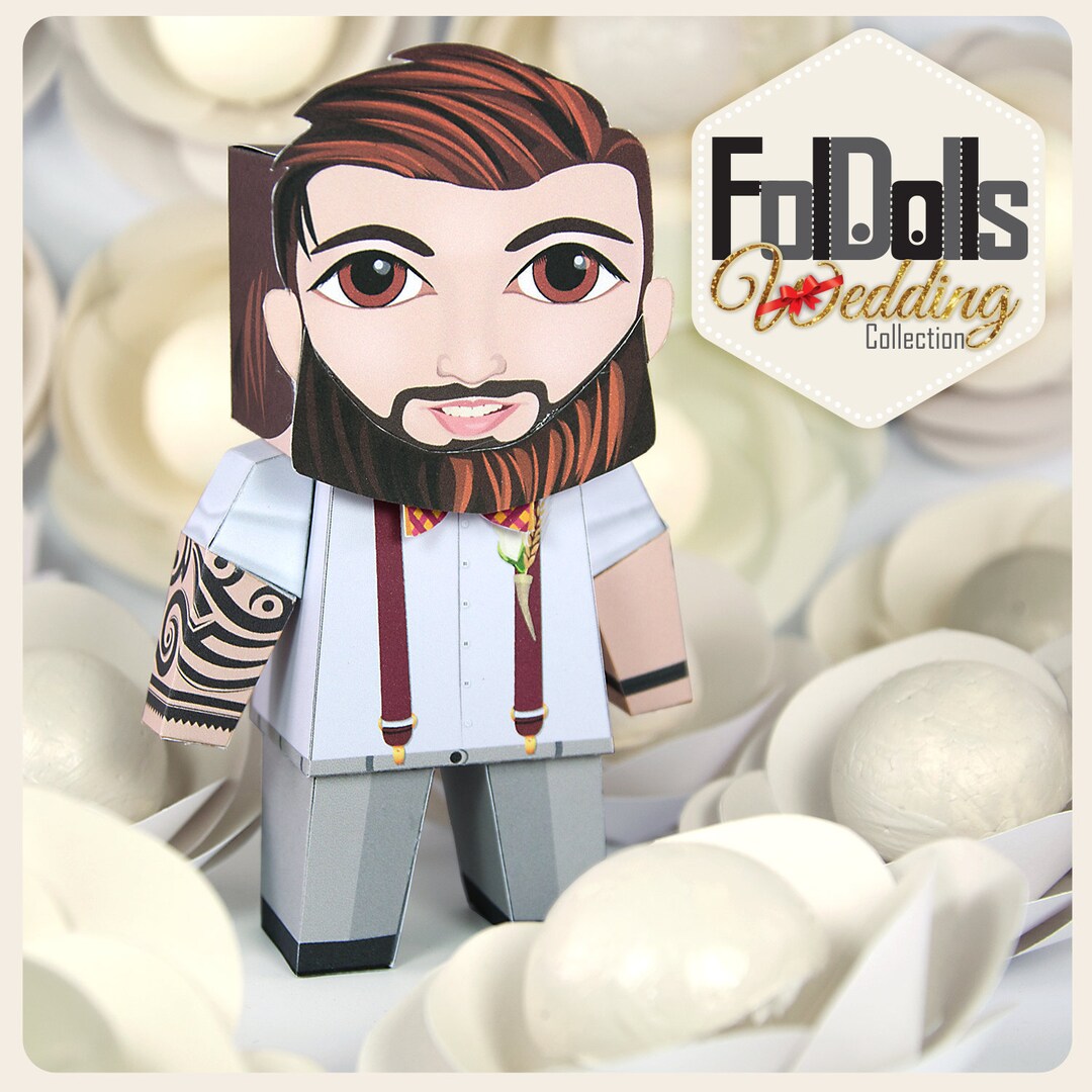 Cool Paper Groom - Illustrated 3D DIY Paper Craft Doll - Wedding Decor ...