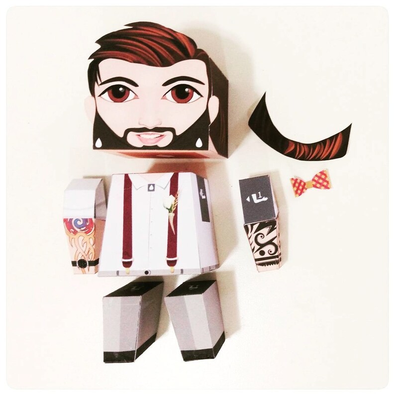 Cool Paper Groom - Illustrated 3D DIY Paper Craft Doll - Wedding Decor ...