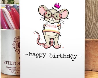 Mouse Birthday Card | Etsy
