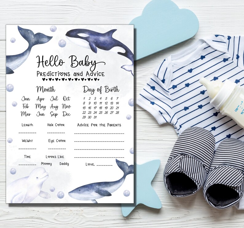 Whale Baby Shower Games Bundle, Under the Sea Baby Shower Games Pack ...