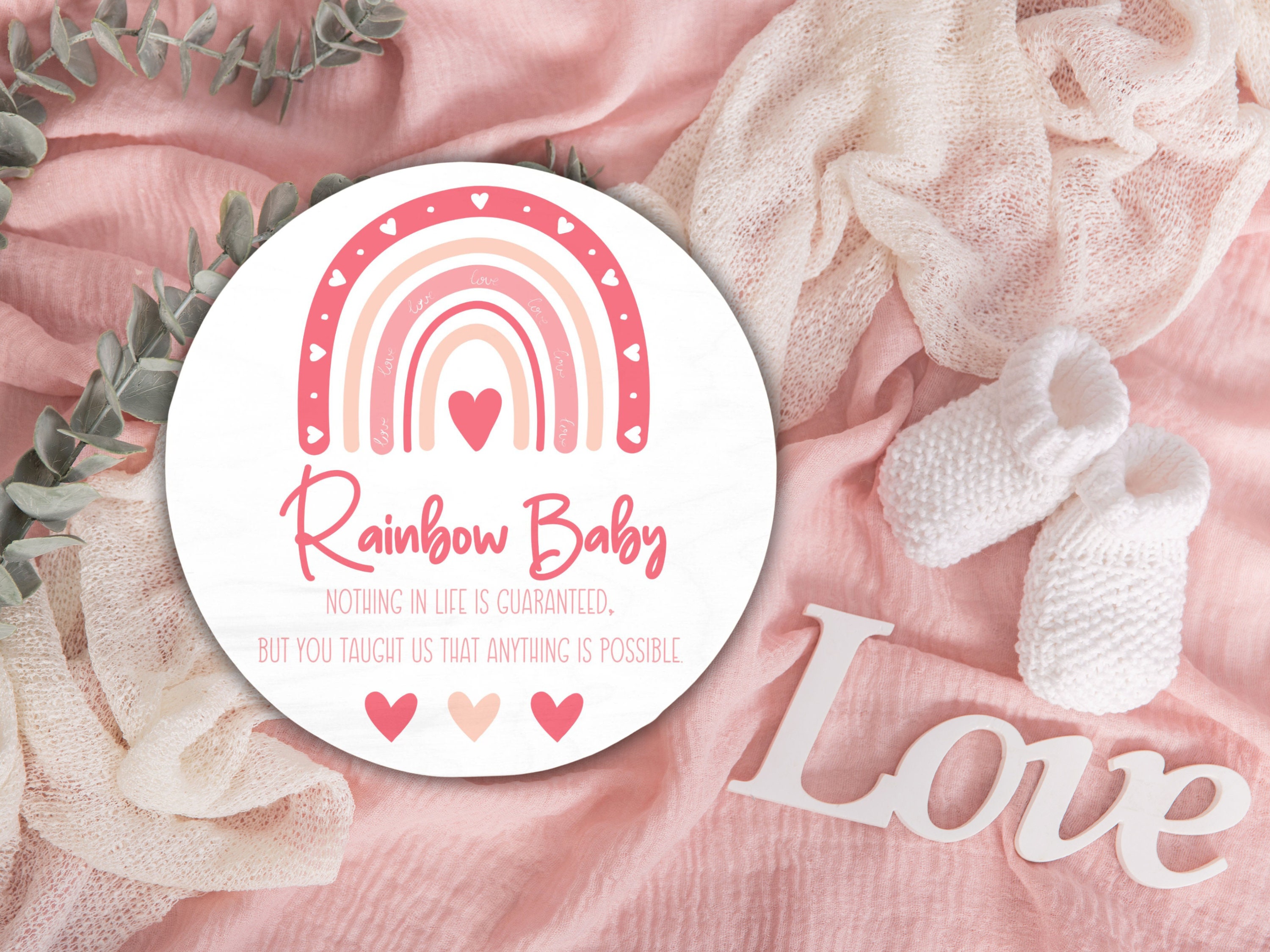 Rainbow Baby Girl Announcement, Rainbow Baby Sign, Pink Rainbow Decor ...