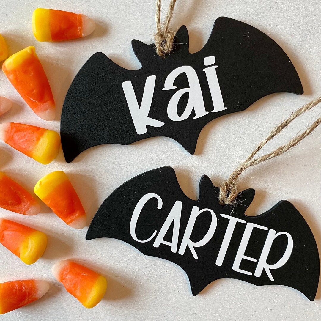 Bat Halloween Tags Personalized, Custom Boo Basket Gift Tag, Kids Trick ...