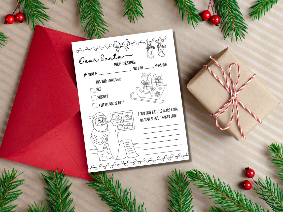 Letter to Santa Pintable, Christmas Coloring Pages Bundle, Kids ...