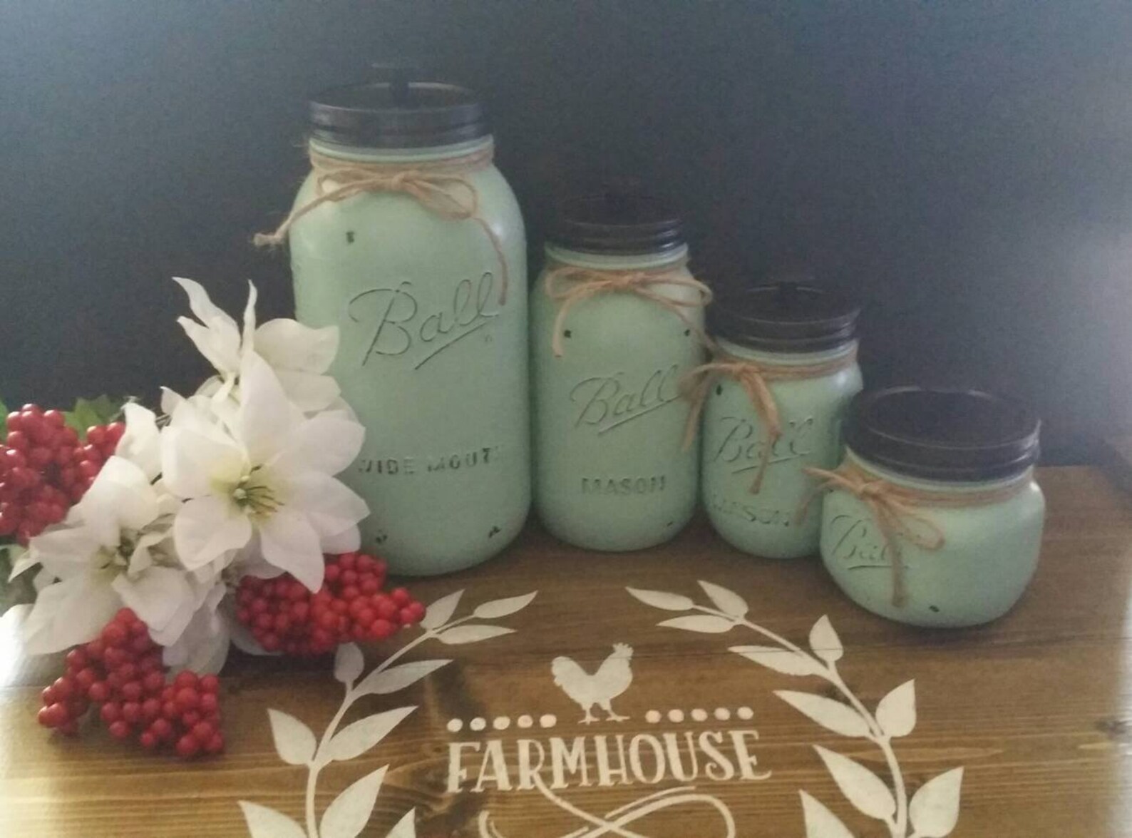 Mason Jar Canister Set-farmhouse Decor-rustic Decor-country Canisters ...