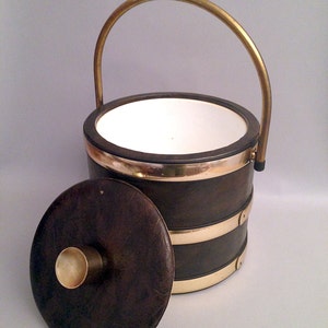 Vintage Ice Bucket Shelton-ware Faux Leather Ice Bucket Retro Mad Men ...