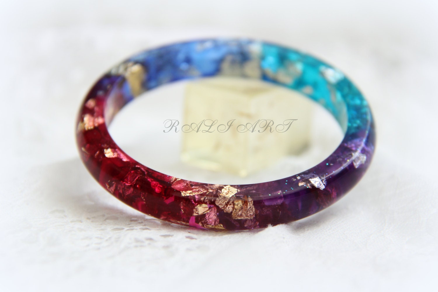 Resin Bracelet Bangle Gold Flakes Resin Bangle Bracelet of | Etsy