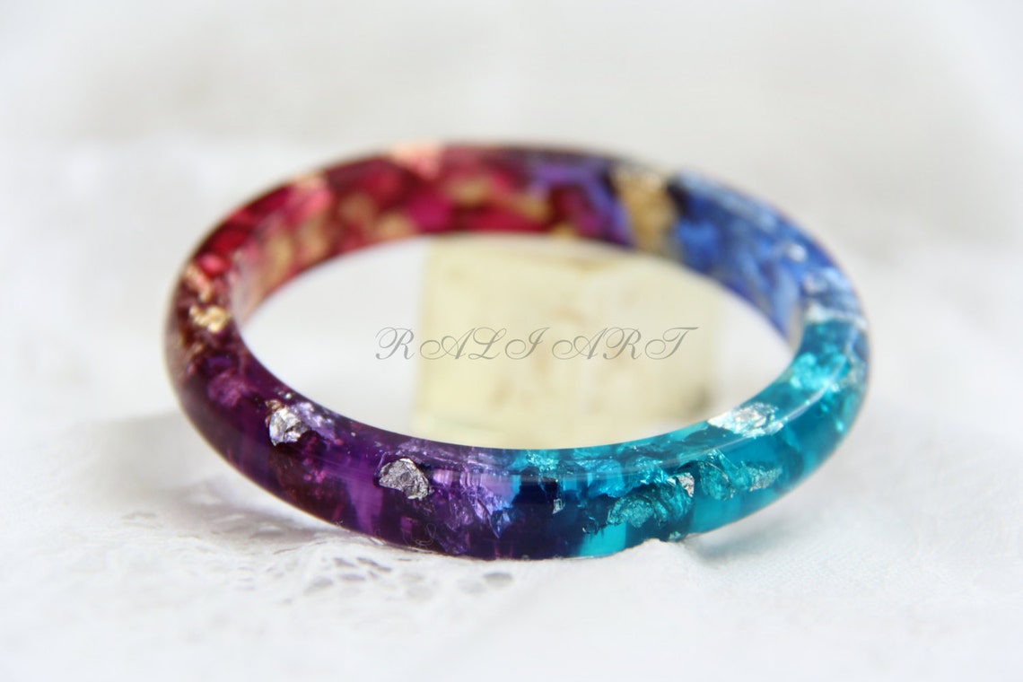 Resin Bracelet Bangle Gold Flakes Resin Bangle Bracelet of | Etsy