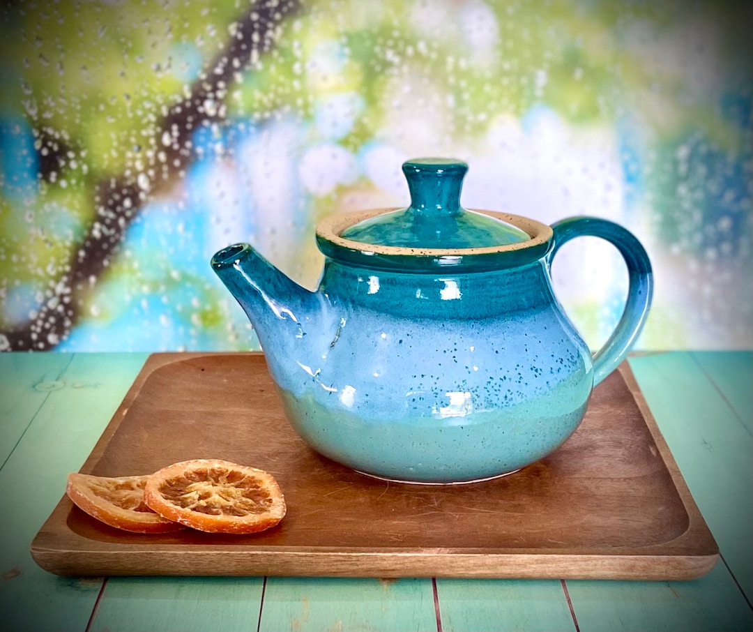 Handmade Turquoise Ceramic Teapot: 1.4 Liter Stoneware Kettle - Etsy