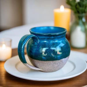 Handmade Stoneware Cup, Turquoise Ceramic Mug, Espresso Tea Rustic Home ...