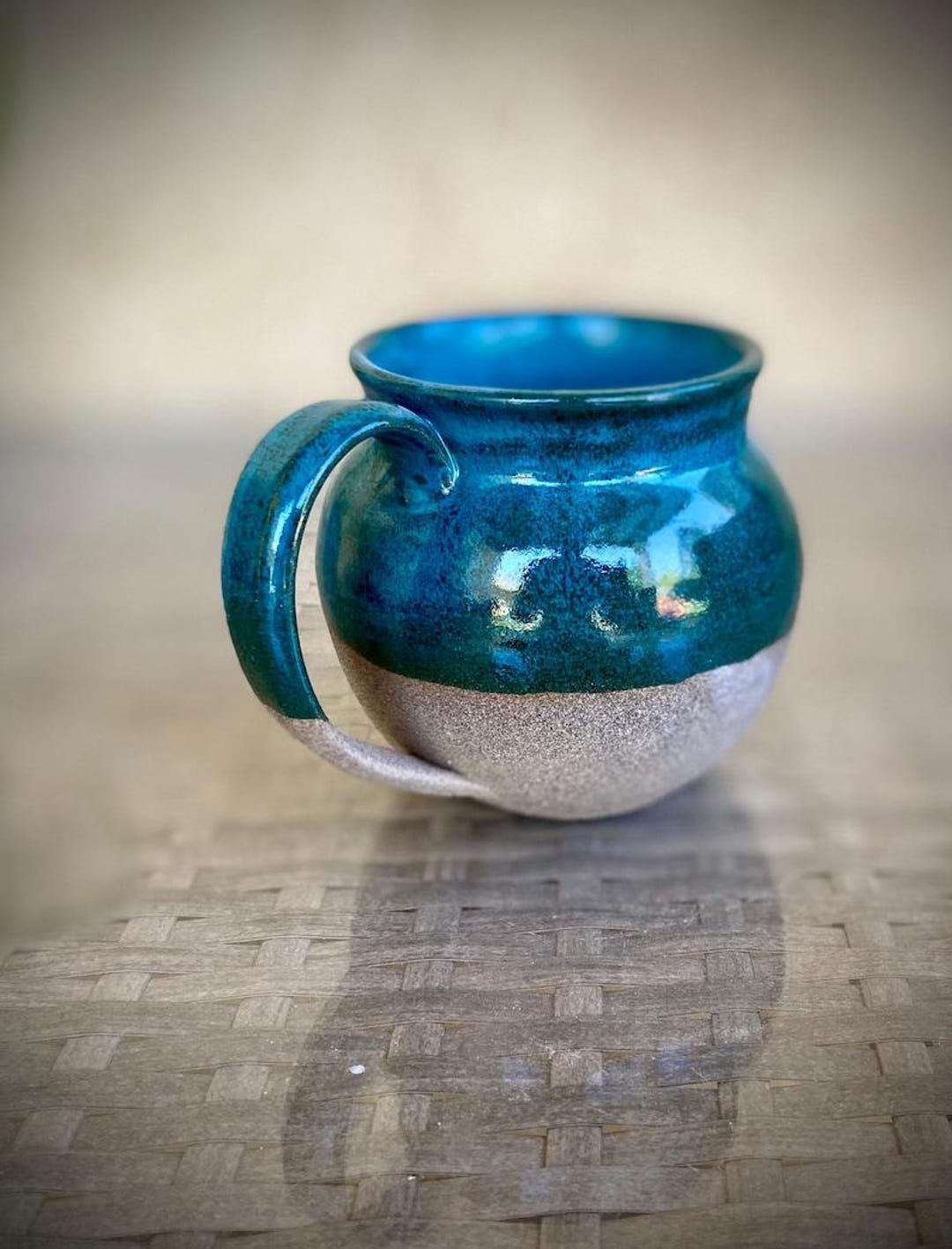 Handmade Stoneware Cup, Turquoise Ceramic Mug, Espresso Tea Rustic Home ...