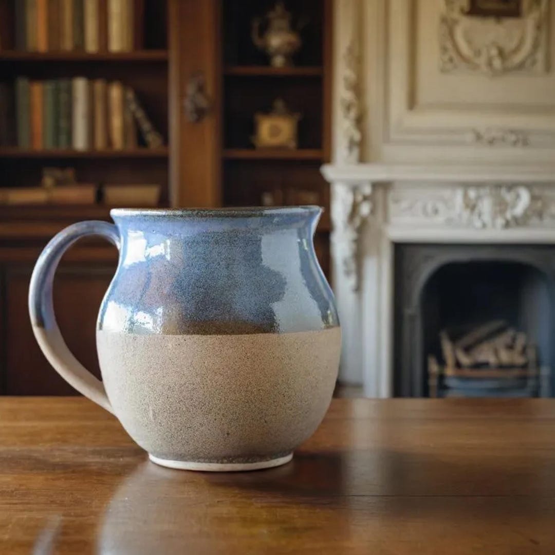 Blue Stoneware Coffee Mug: Handmade Rustic Ceramic Cup, 350ml, Ceramic ...