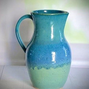 Ceramic Pitcher Set, 4 Small Cups, Ocean Colors, Handmade Pottery ...