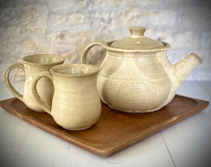 TEA SET Rare Giorgos Nikolas POTTERY Signed Folk Art, Teapot and 4 Mugs ...