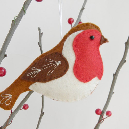 Felt Robin Ornament Felt Christmas Ornament Robin Bird | Etsy
